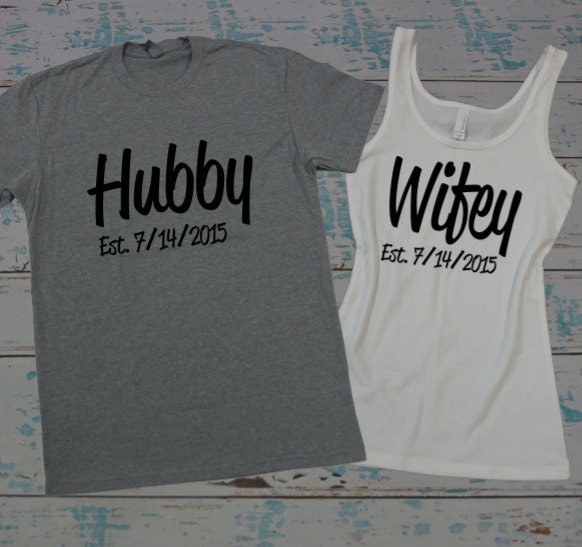 Hubby And Wifey Couples Shirts Honeymoon By Brideandentourage