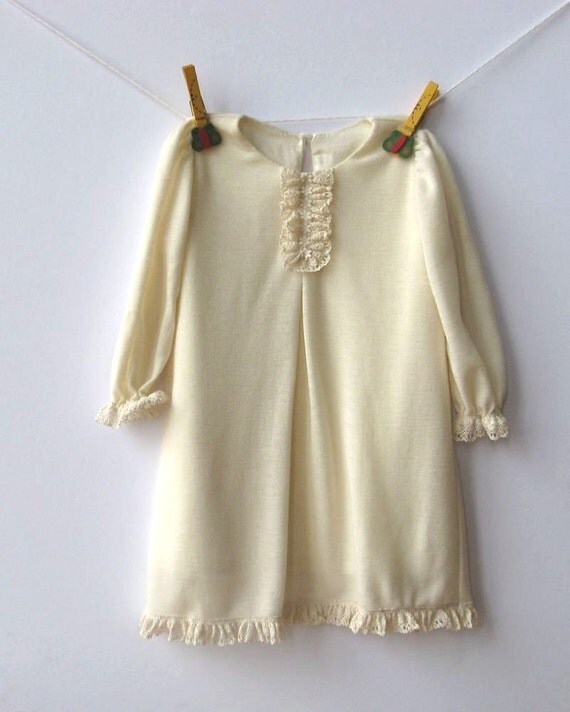 Items similar to Girls dress, baptism dress, merino wool baby girl ...