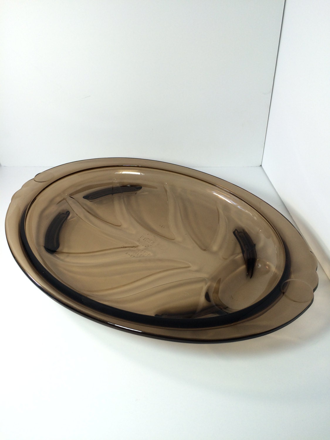 Vintage Pyrex Amber Visions Meat Serving Platter with Juice Well ...