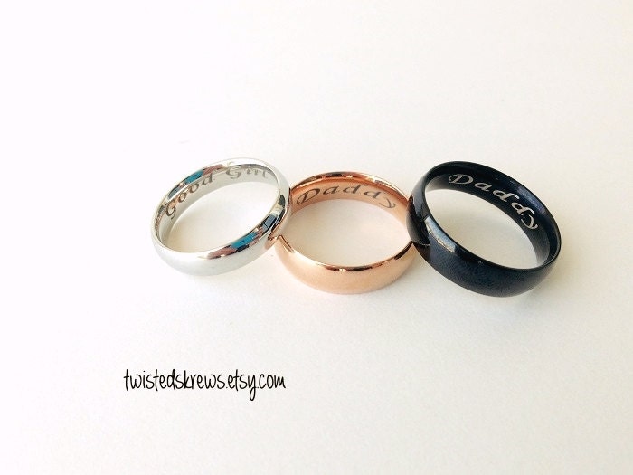 CUSTOM ENGRAVED rings couples single Stainless Steel Black