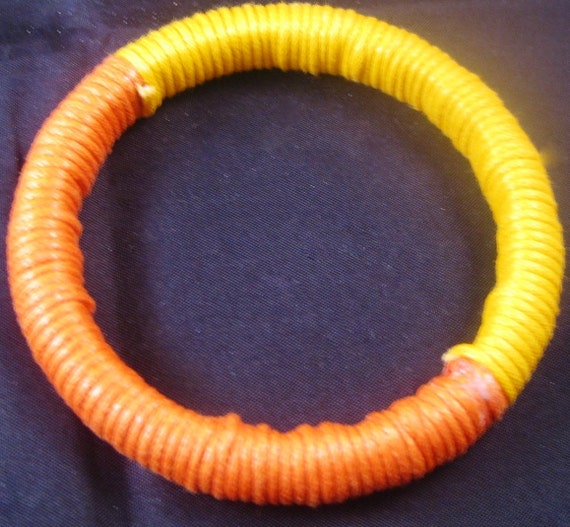 Orange Wrapped Bangle Yellow Wrapped Bangle Stack Plastic