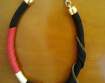 Rope Knot Leather Necklac Colorful Rope Necklace by MikaMikaBags