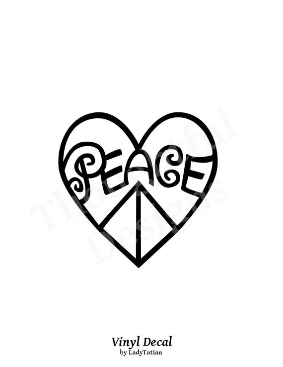 Items similar to Heart-Shaped PEACE SIGN Decal - (Various Colors) on Etsy