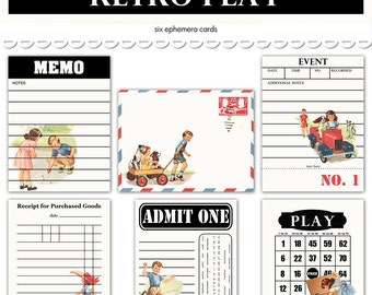 Digital retro back to school journaling cards / 3 by