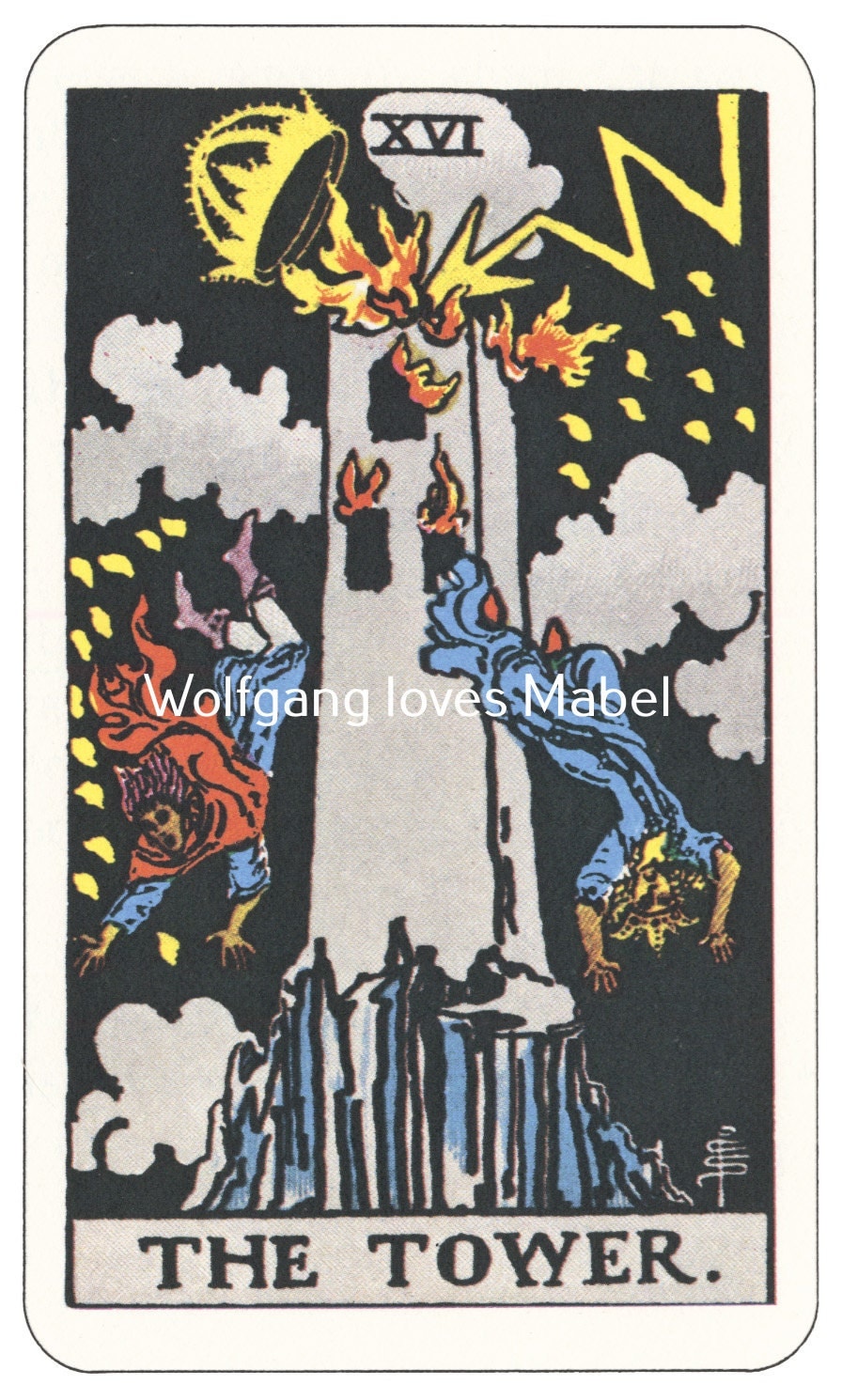 The Tower XVI Rider-Waite-Smith Tarot Card by WolfgangLovesMabel