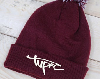 2pac Beanie Hat Bobble portrait music hip hop rnb biggie small rap ...