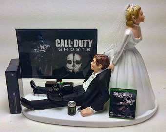 Call of Duty Ghosts Xbox One Funny Wedding Cake Topper Bride and Groom