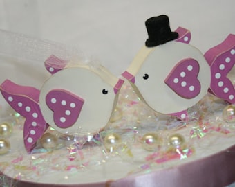 Blue Kissing Fish cake topper for your Rustic Beach Wedding