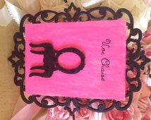 Pink Paris Sign, Hot Pink Black Decor, Teen Room Wall, Signs in French ...