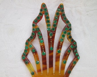 Emerald hair comb | Etsy