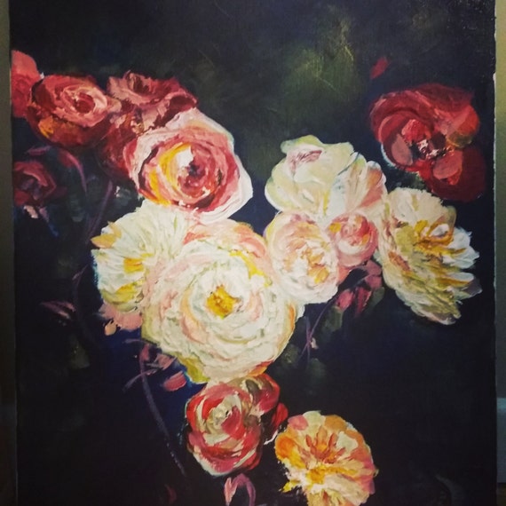 Items similar to romantic roses painting on Etsy