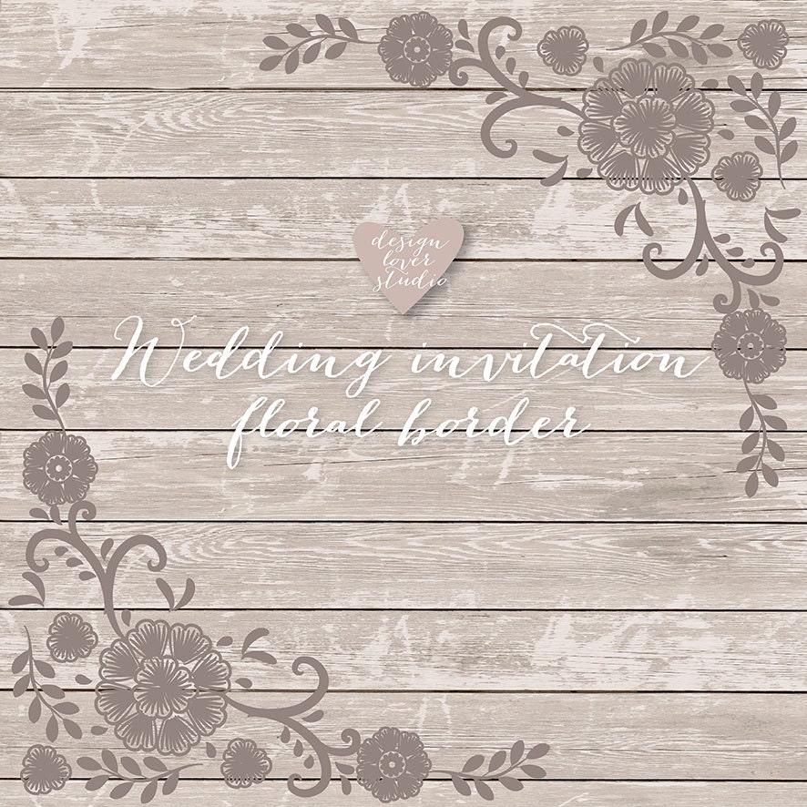 Premium VECTOR Lace border rustic Wedding invitation border