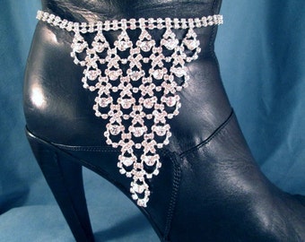 Silver Western BOOT Chain Rhinestones Boot Jewelry Boot Bracelet Biker ...