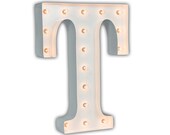FREE SHIPPING SALE! Vintage Marquee Lights - Glossy White Letter T