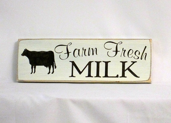 Farm Fresh Milk Primitive Country Painted Wall Sign Farm