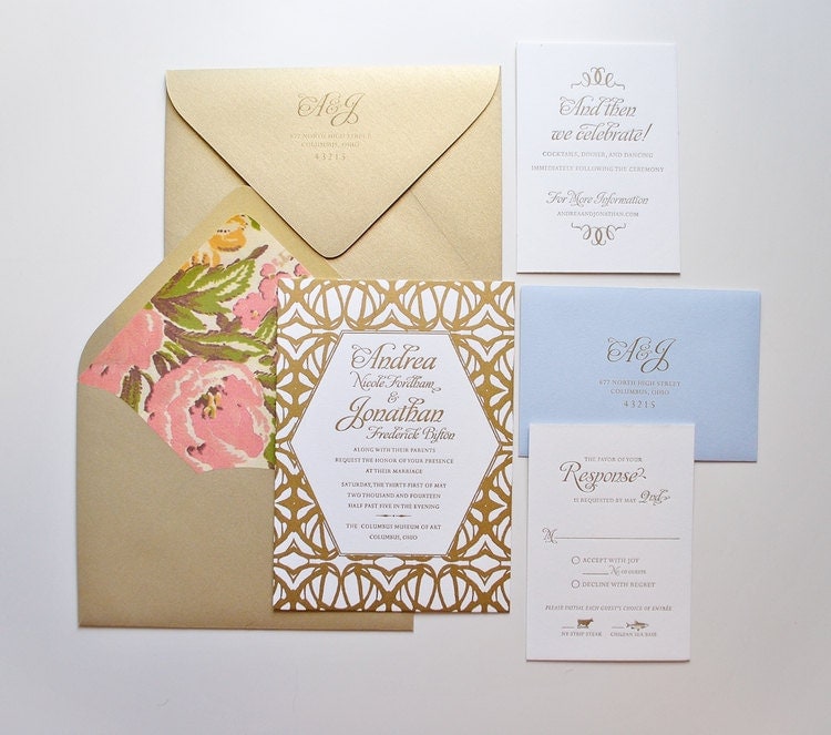 Andrea Wedding Invitation Collection Suite – OnePaperHeart – Stationary ...