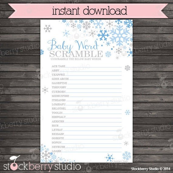 Items Similar To Winter Wonderland Baby Shower Baby Word Scramble Game items-similar-to-winter-wonderland-baby-shower-baby-word-scramble-game