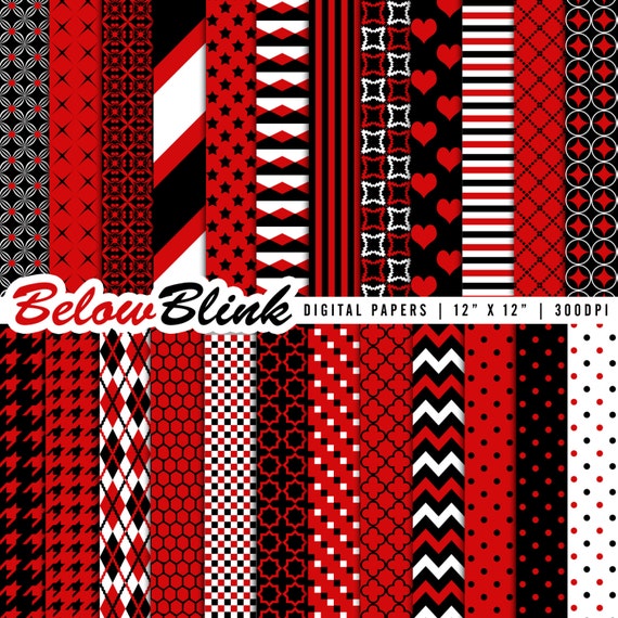 Red and Black Digital Paper Pack Scrapbook Papers 24 jpg