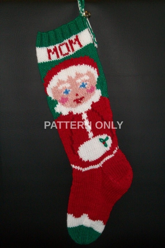 PRINTED Pattern Only Hand Knitted Mrs. Claus Christmas