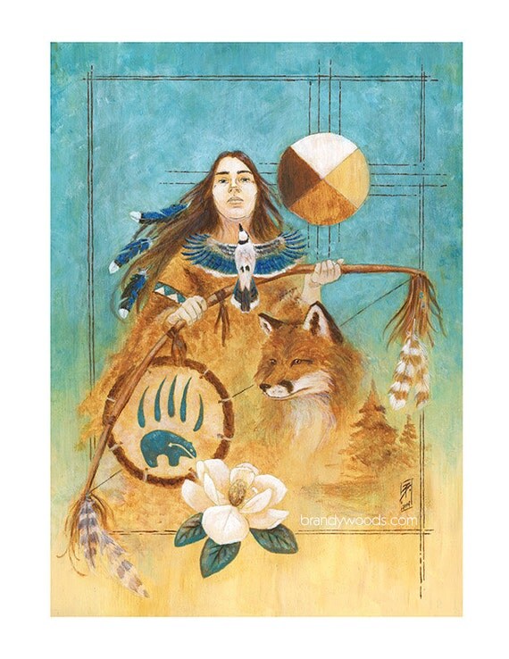 Shamanism Native American Indian Shaman Totem Art Portrait