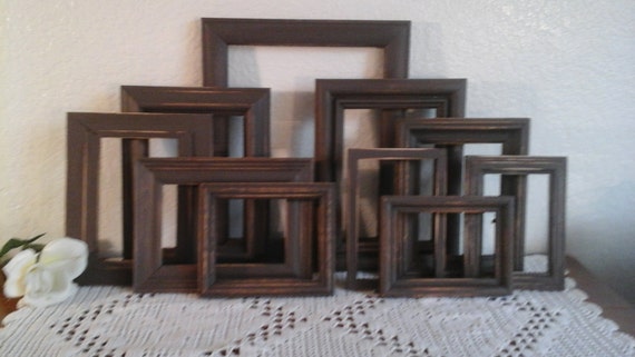 Rustic Brown Picture Frame Set Shabby Chic by ElegantSeashore