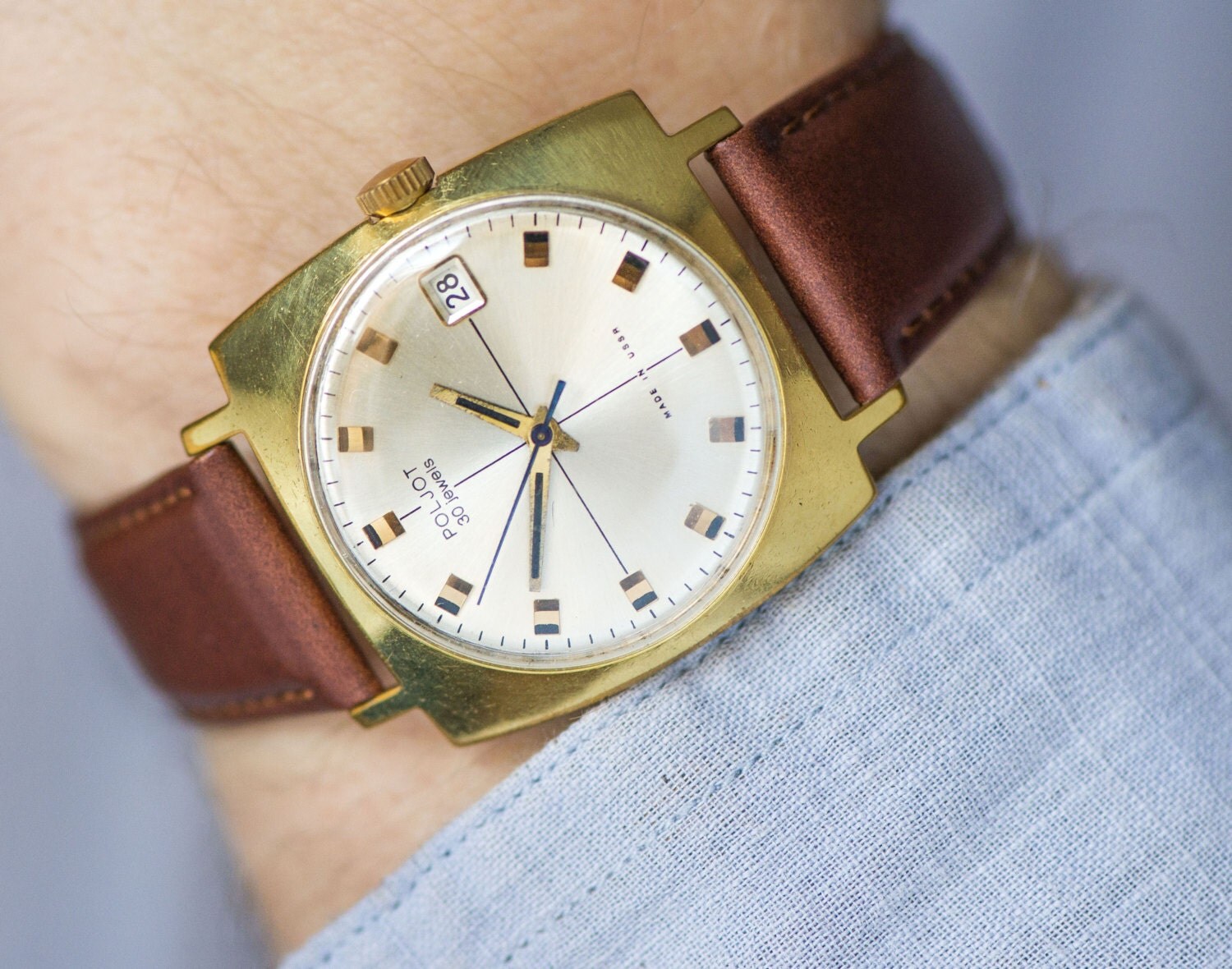 Mint condition men’s wristwatch, Poljot gold plated watch, elegant ...