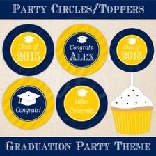 Graduation Party Circles - Graduation Cupcake Toppers - Printable Party ...