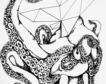 Popular items for geometric octopus on Etsy