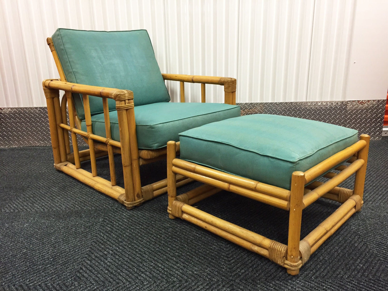 Ficks Reed Vintage Rattan/Bamboo Lounge Chair and Ottoman Pair – Haute ...