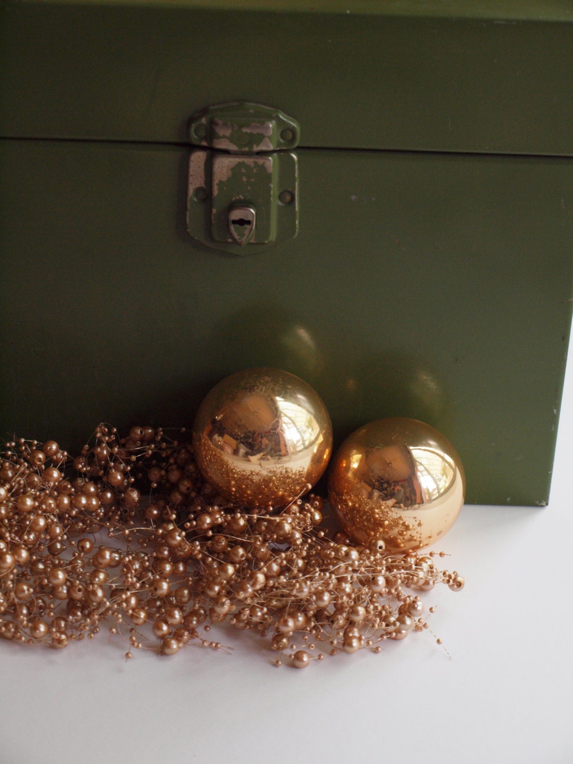 Metal army box olive green filing box industrial storage Hamilton ...