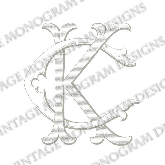 Items similar to CK monogram or KC monogram - vintage monogram scanned ...