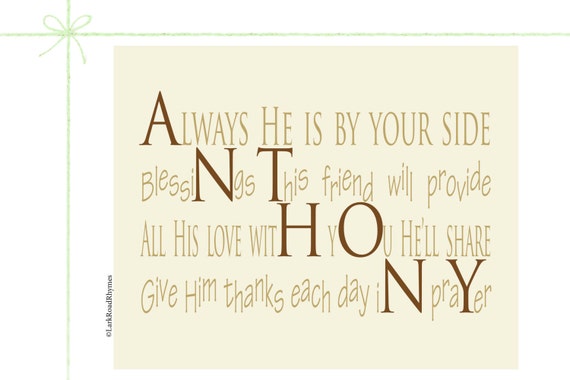 Keepsake 8x10 Paper Print Name Art Anthony by LarkRoadRhymes