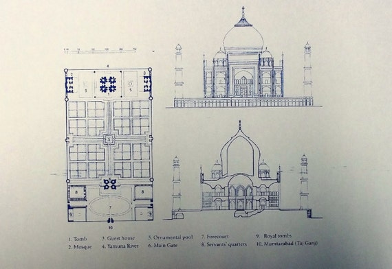 Taj Mahal Blueprint by BlueprintPlace on Etsy