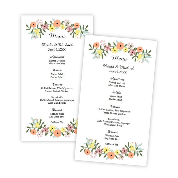 Pays fleurs carte de Menu modèle modifiable carte de Menu