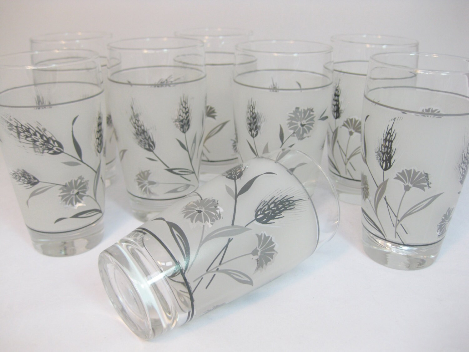 Glass Tumbler, Frosted Glass Tumblers Libbey Glass Wheat and Floral ...