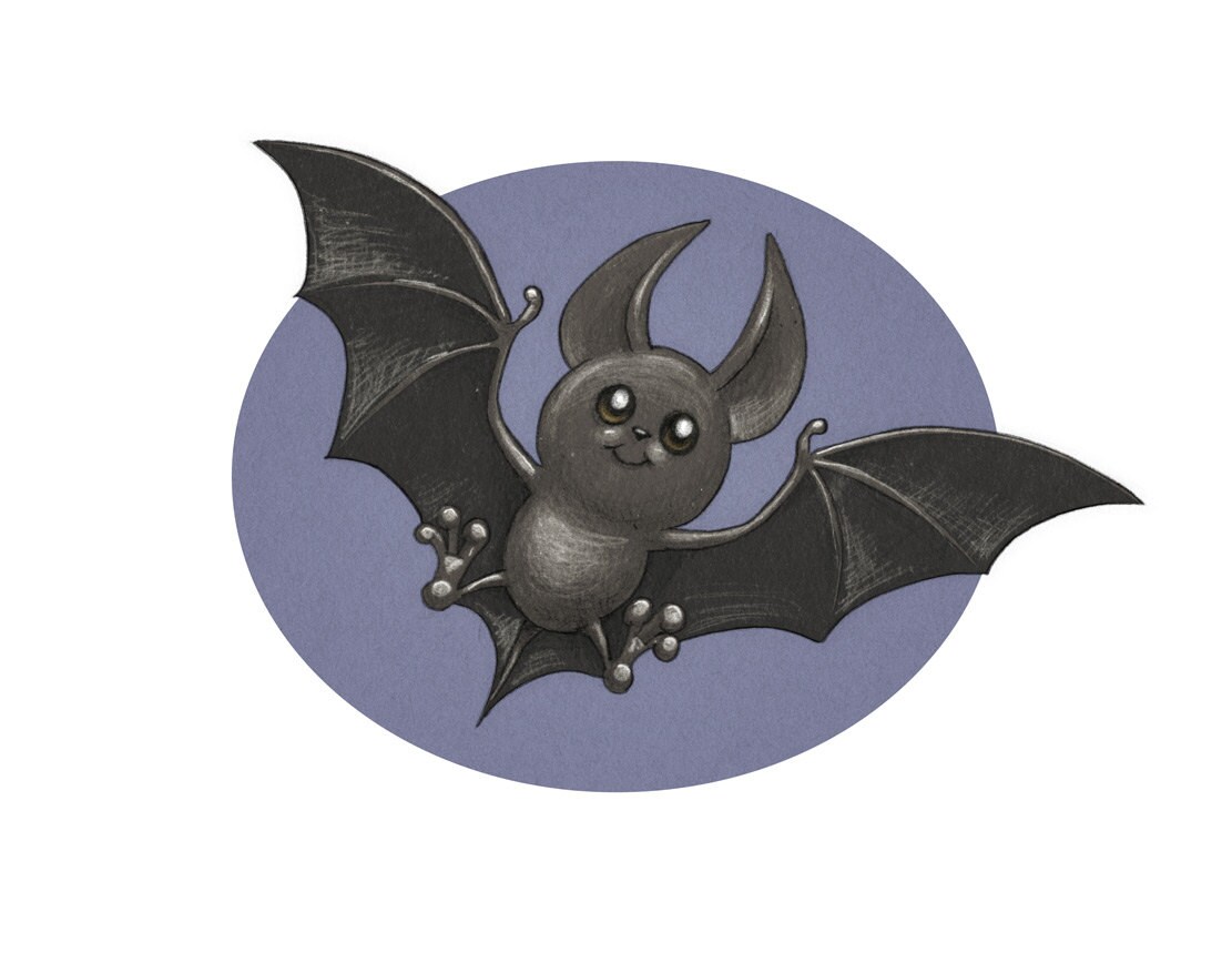 Baby Bat Fine Art Print 11 x 8.5 inches Design and