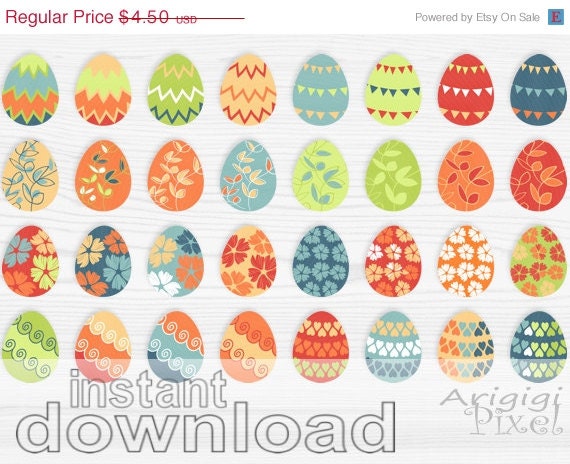 Spring SALE 50 % OFF Easter eggs clip art set by ArigigiPixel