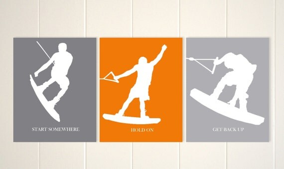 Wakeboarding room decor wakeboarding wall art motivational