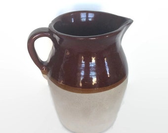 Spring Sale Clay pitcher vintage brown and tan crock style container