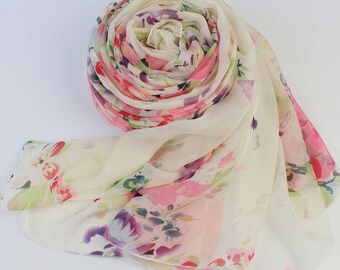 Pink Silk Scarf Gradient Color Scarf Light Pink to by RobePlus