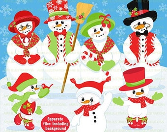 80% OFF Snowman clipart, Christmas clipart, Snowmen clipart, Christmas ...