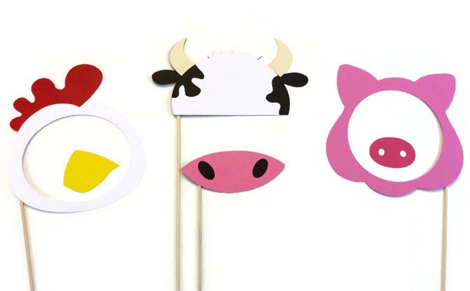 Photo Booth Props Farm Animal themed prop set Barnyard party