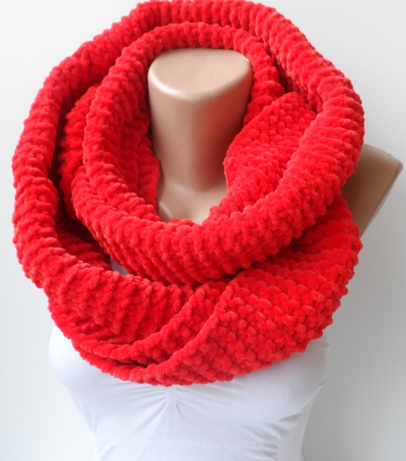 Red Christmas Scarf Knit cowl scarf Hand knitted by elegancescarf