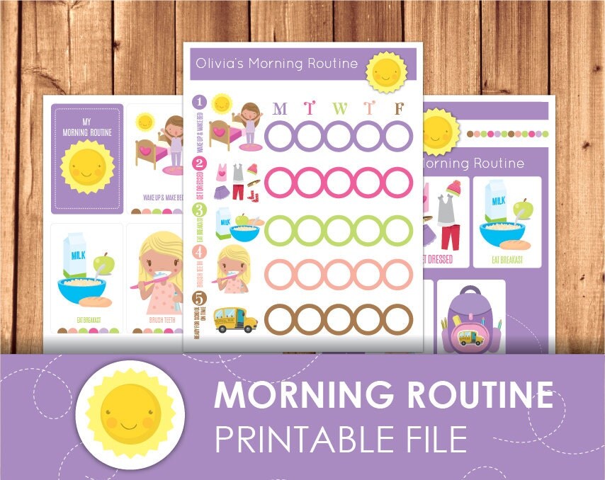 Printable Morning Routine Checklist Daily by LittleGraphics