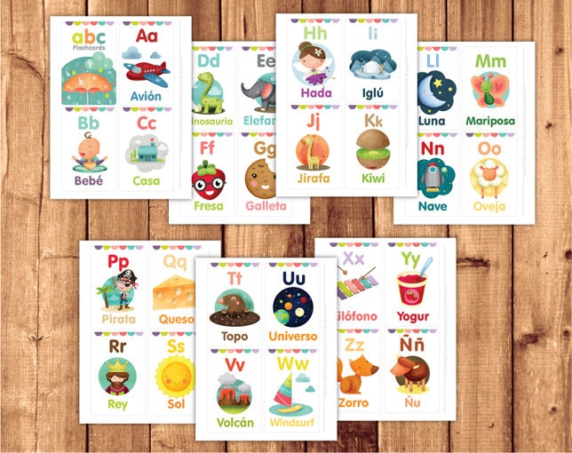 Spanish Flashcards for Kids / Printable Flash Cards / ABC
