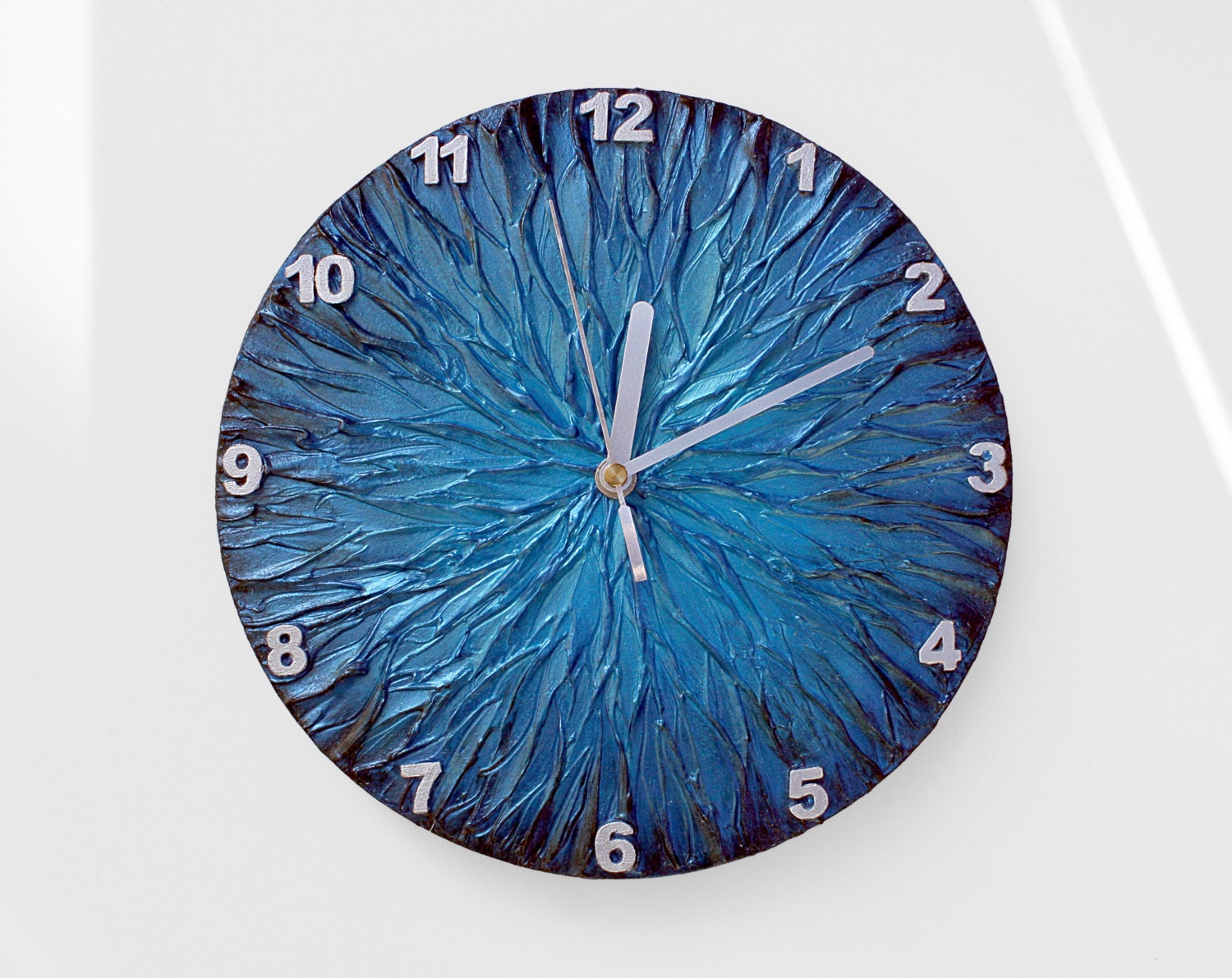 Metallic BLUE WALL CLOCK Blue Clock modern wall clock blue