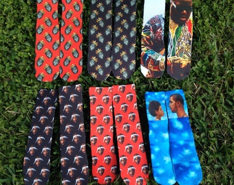 Rappers Delight Drake Biggie Tupac Custom Crew Socks