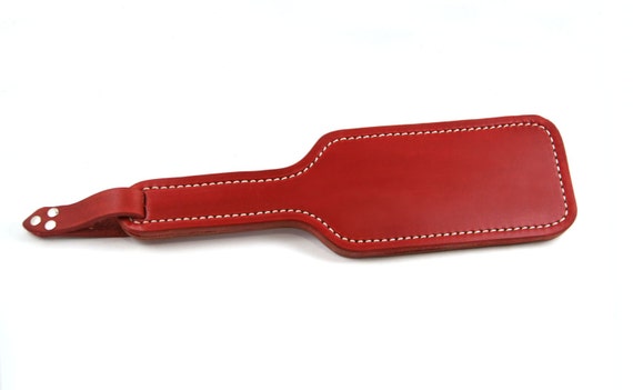 Red Leather Paddle White Stiching by 6WHIPS on Etsy