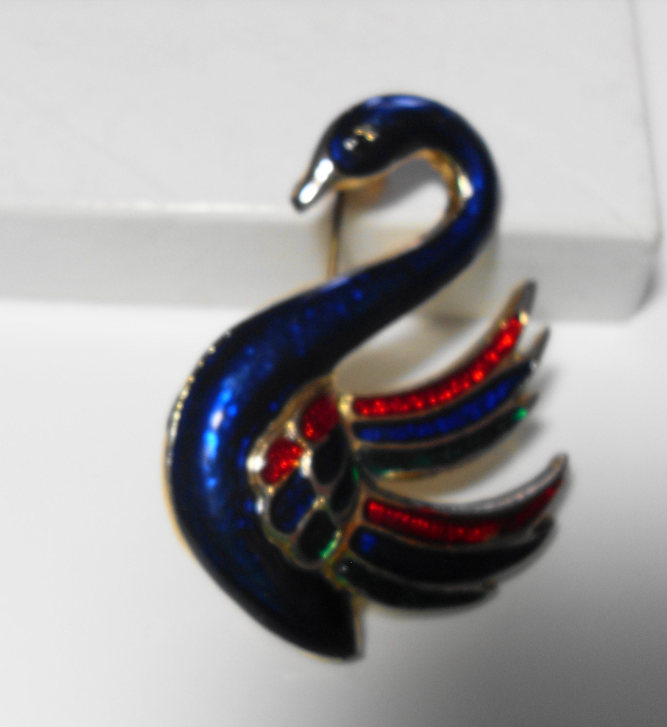 Enamel Swan Brooch Bird brooch Blue brooch by GingersLittleGems