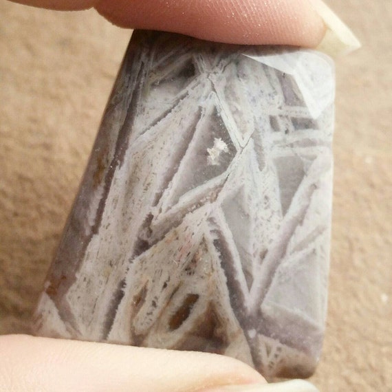 Rare Silver Needle Agate Faceted Trapezoid Pendant Bead